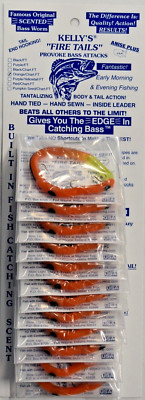 Kelly's® Bass Worms Fire Tail™ Orange/Chartreus 12PK Pre-Rigged Scented ...