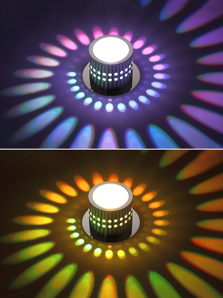 Spiral 3W LED Wall Light Dimmable/N Ceiling Lamp Fixture Modern Decor ...