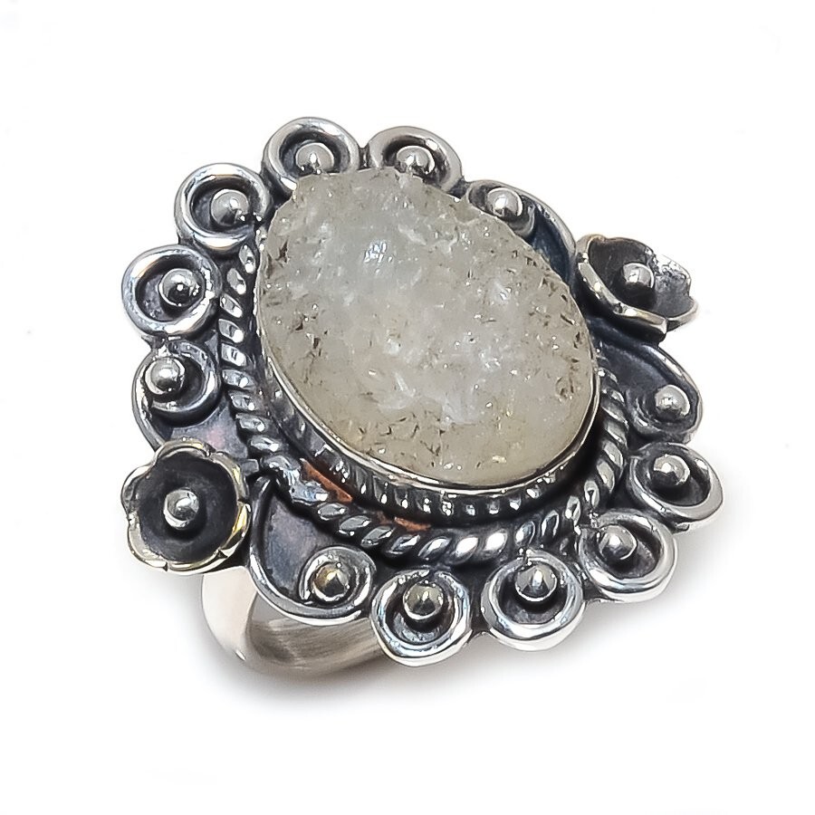 Crystal Rough Gemstone Handmade Silver Jewelry Artisan Ring Size 7 | eBay