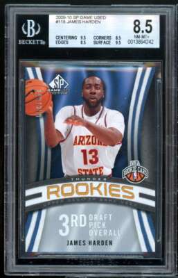 James Harden Rookie Card 2009-10 SP Game Used #118 BGS 8.5 (9.5 8.5 8.5 ...