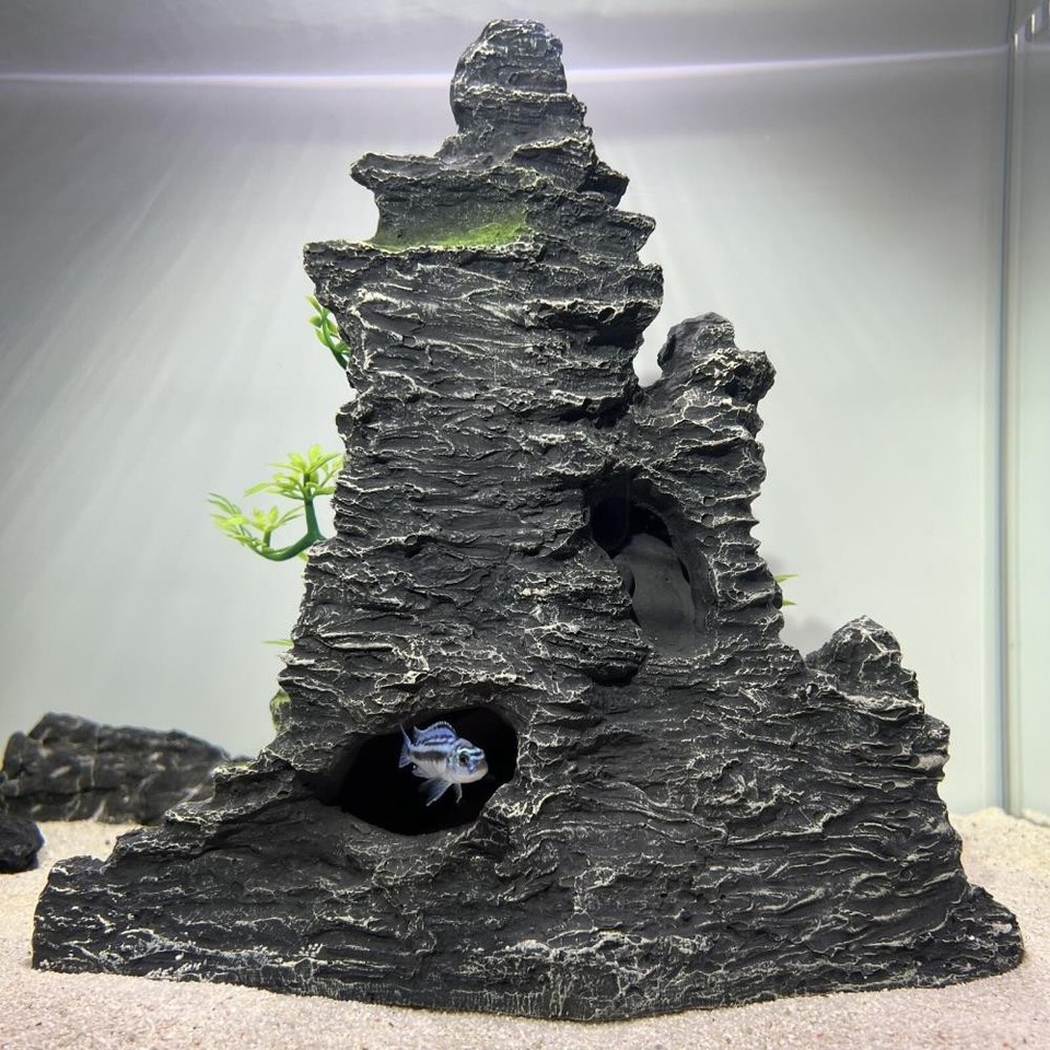 Large Rock Mountain Aquarium Fish Tank Ornament Hiding Cave Decoration ...