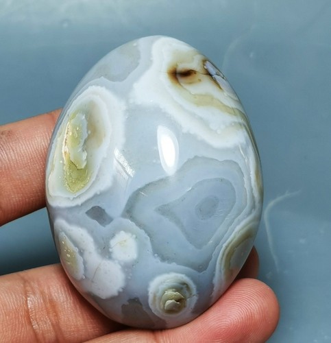 Natural Beatiful Blue Orca Agate Palm Reiki Stone Healing | eBay