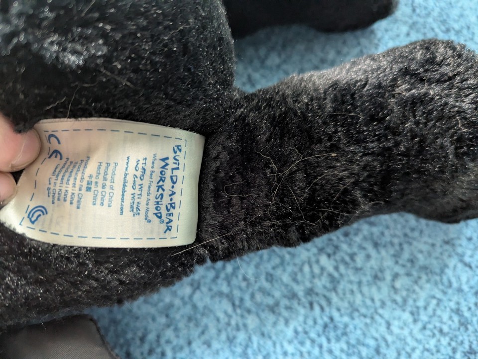 Build A Bear Boorific Black Vampire Bat Plush Animal 18” Red Ears And ...