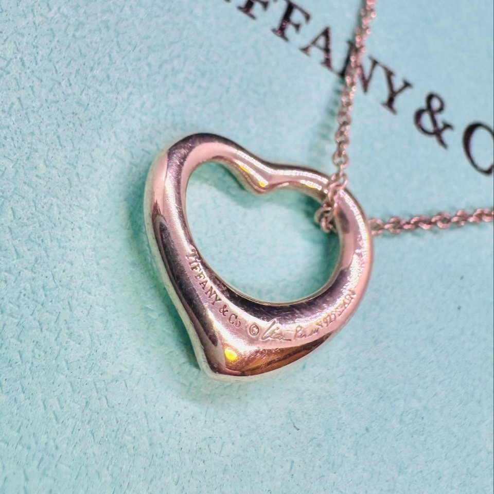 Tiffany & Co Pendant Top Necklace Elsa Peretti Open Heart Sterling ...