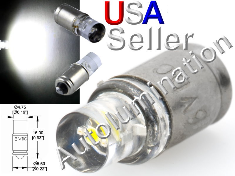 T1-3/4 6 Volt Midget Groove White Led Bulb 337 379 398 7351 7352 8705 ...