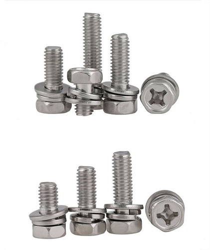 M3 M6 M8 M10 Hexagon Screw Cross hex bolt flat spring washer 304 ...