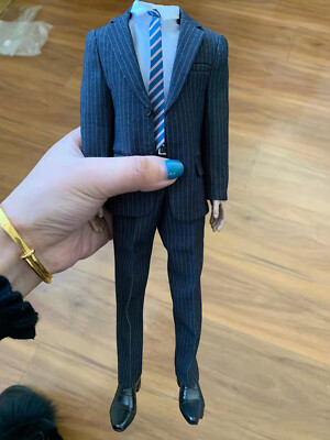 1/6 Scale Tony Stark Blue Stripe Suit Clothes Set & ST020 Body & Hands ...