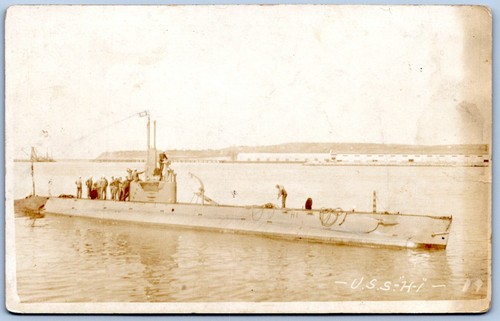 Postcard RPPC US Navy Submarine USS H-1 (SS-28) Seawolf Wrecked Sunk ...