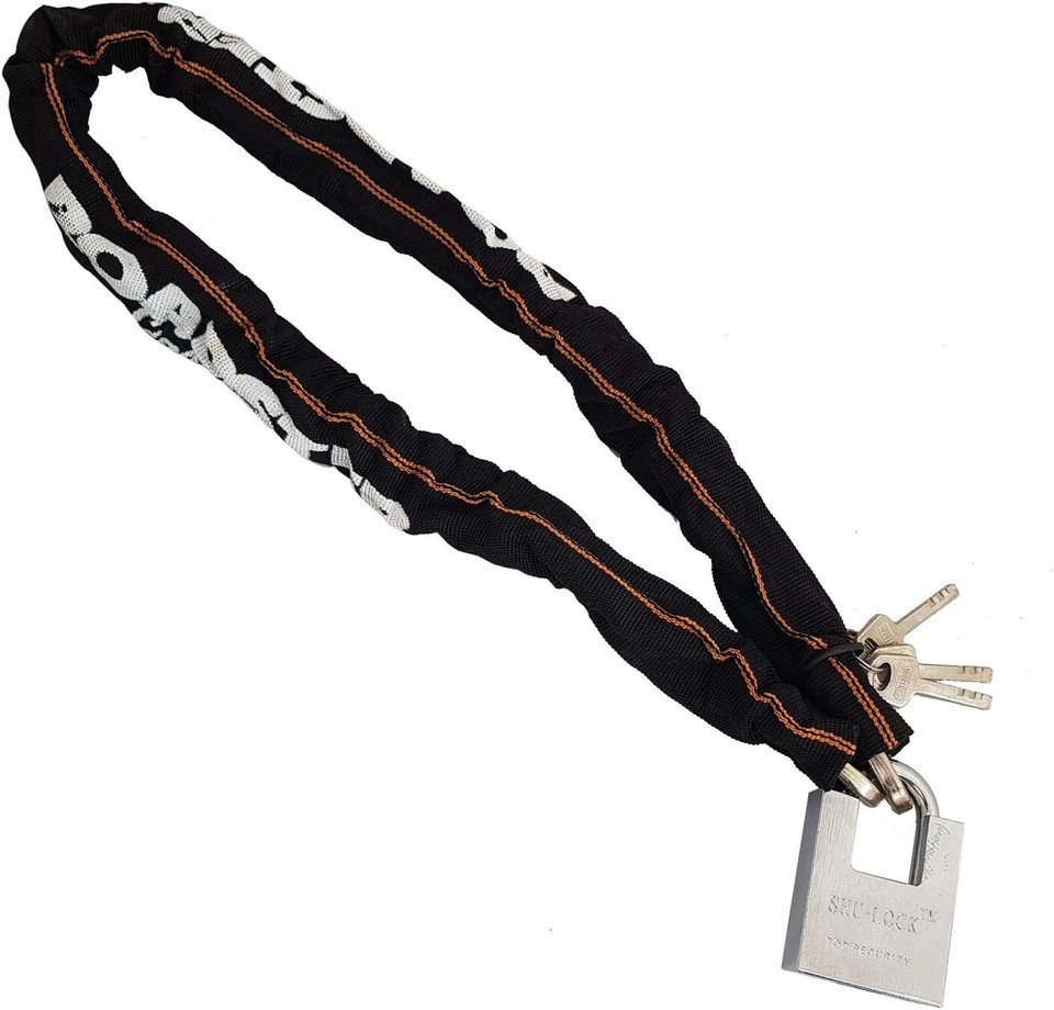 HEAVY DUTY STRONG MOTORCYCLE MOTORBIKE BIKE SECURITY CHAIN AND PADLOCK ...