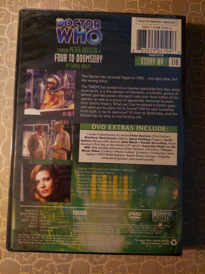 Doctor Who - Four to Doomsday (DVD, 2009) 883929041046| eBay