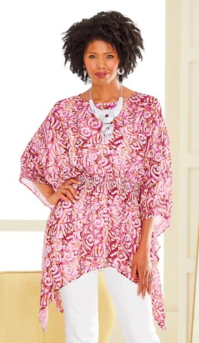 Size 1X PLUS Ashro Brick Multi Summer Vacation Cruise Luna Tunic Top | eBay