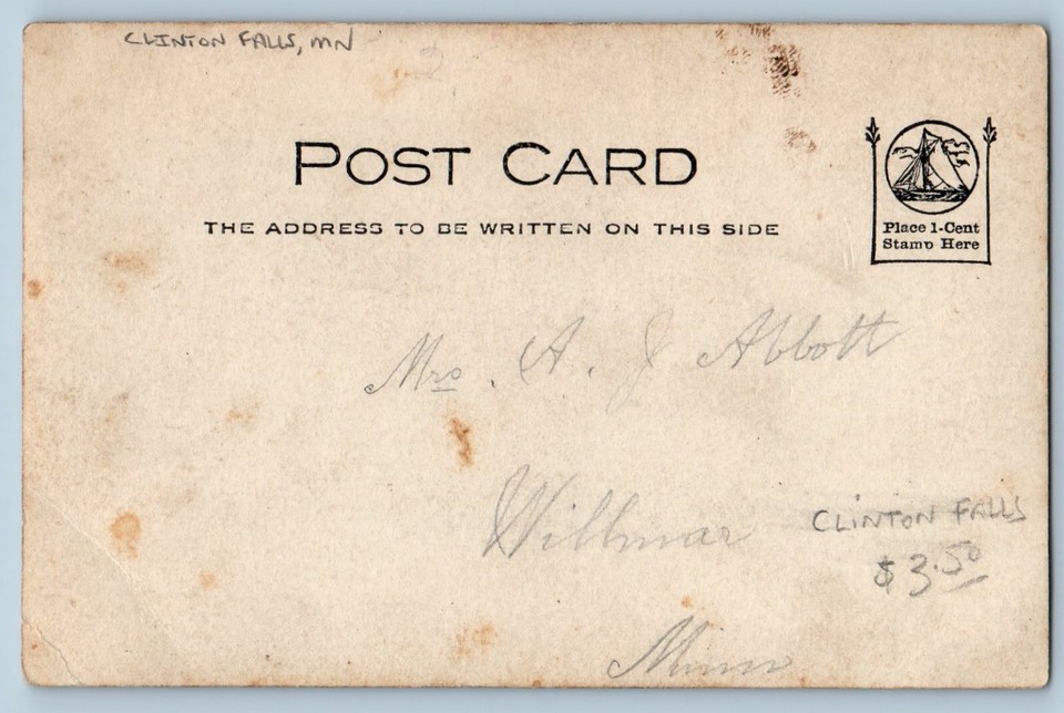Clinton Falls Minnesota MN Postcard RPPC Photo River View People c1905 ...