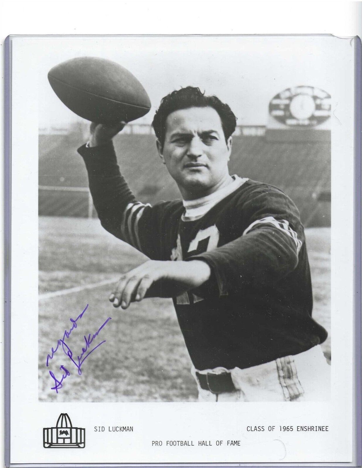 Sid Luckman Chicago Bears Football Hall of Famer Autographed 8x10 Photo ...