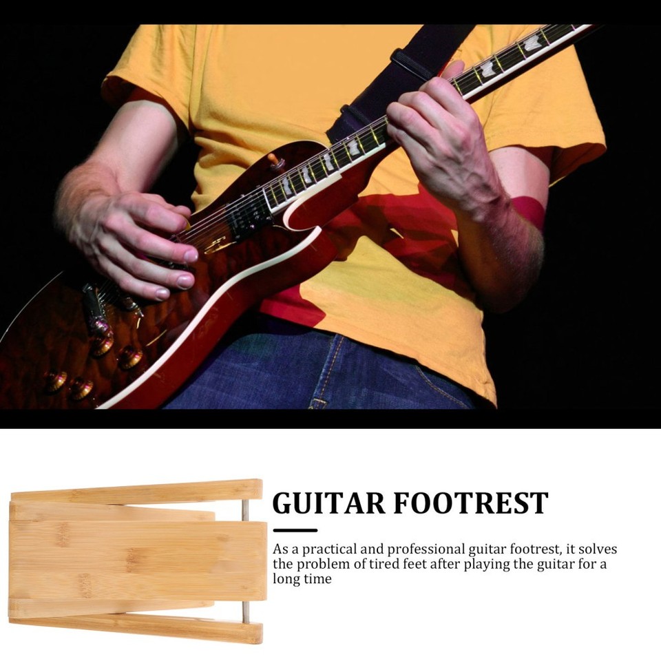 Height Adjustable Guitar Foot Pedal Wooden Footstool for Guitar Playing ...