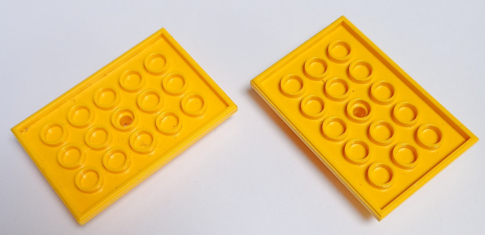 Lego Yellow Train Bogie Plate Tile Modified 6 x 4 With 5mm Pin 2 Pack ...