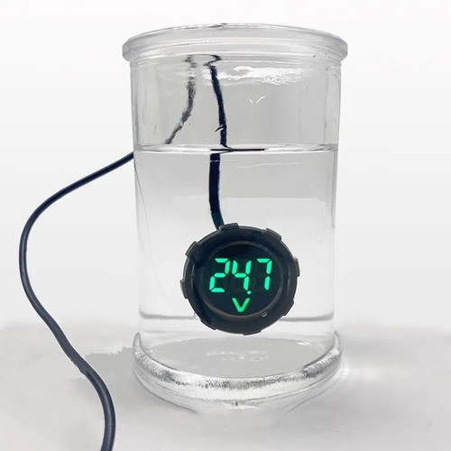 Round LED Digital Voltmeter Tester DC 5 100V Dual Wire Waterproof ...