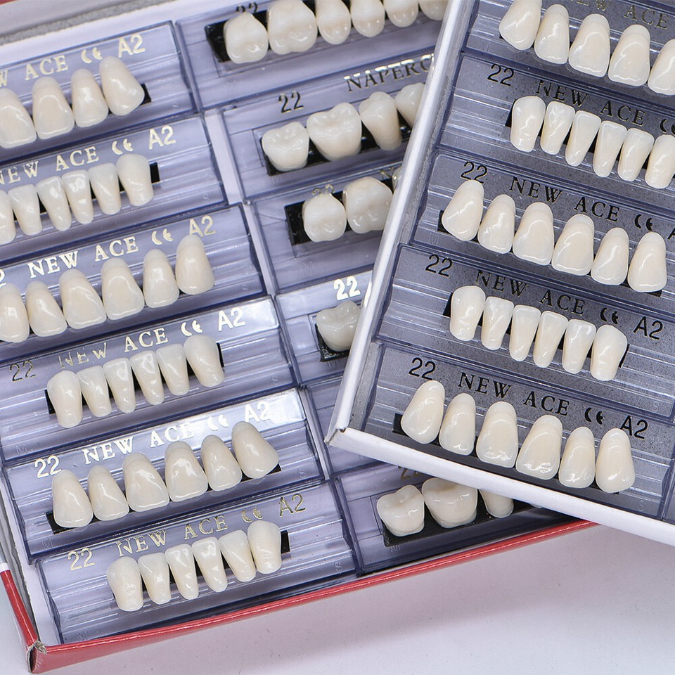 168 Pcs Dental Acrylic Resin False Teeth Color A1 A2 A3 Size 22# 23# 24 ...