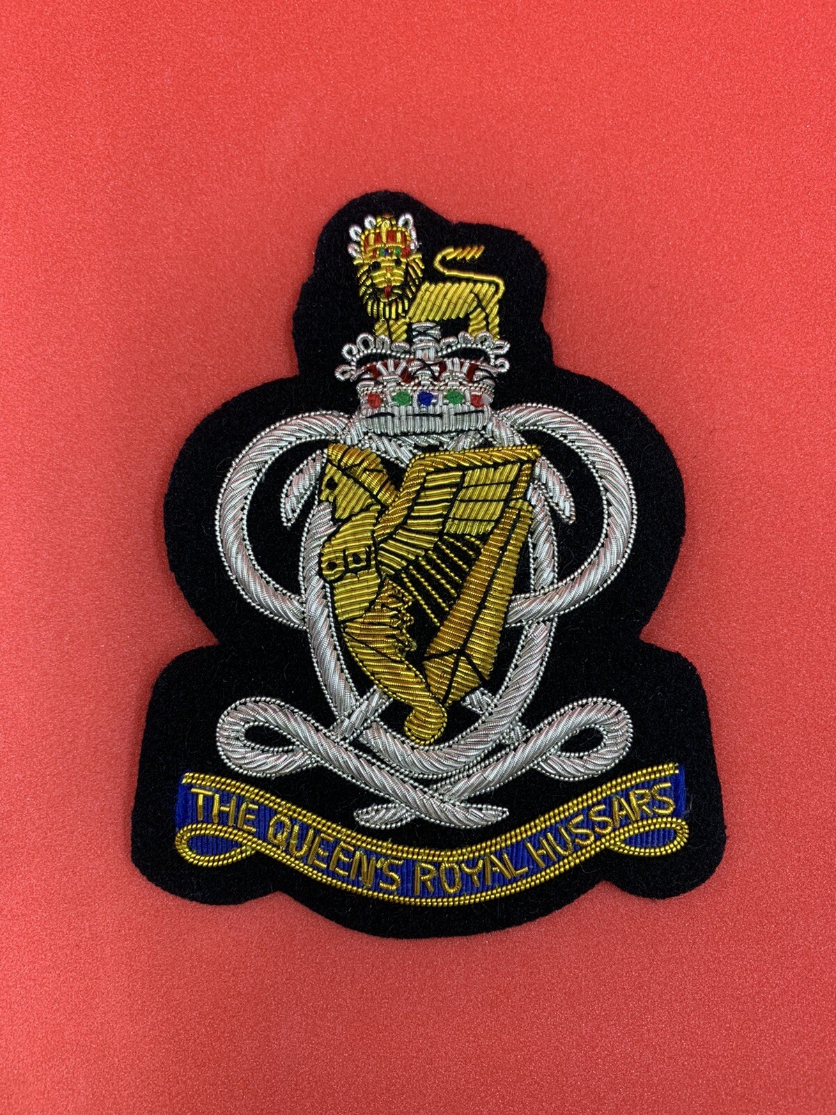 The Queen’s Royal Hussars Blazer Badge QRH Handmade Bullion Wire Blazer ...