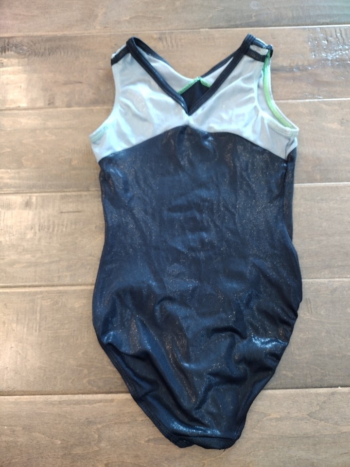 ADIDAS Girls black gray silver gymnastics leotard, CM Child Medium | eBay