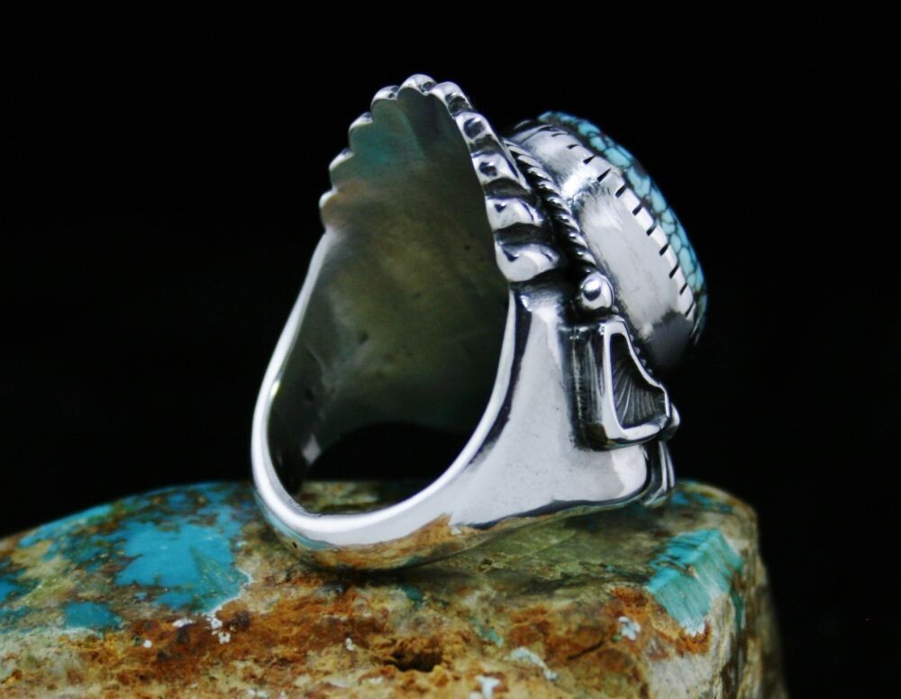 Harry H. Begay Number Eight Spiderweb Turquoise Ingot Ring | eBay
