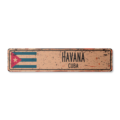 HAVANA CUBA Vintage Street Sign Cuban flag city country road wall ...