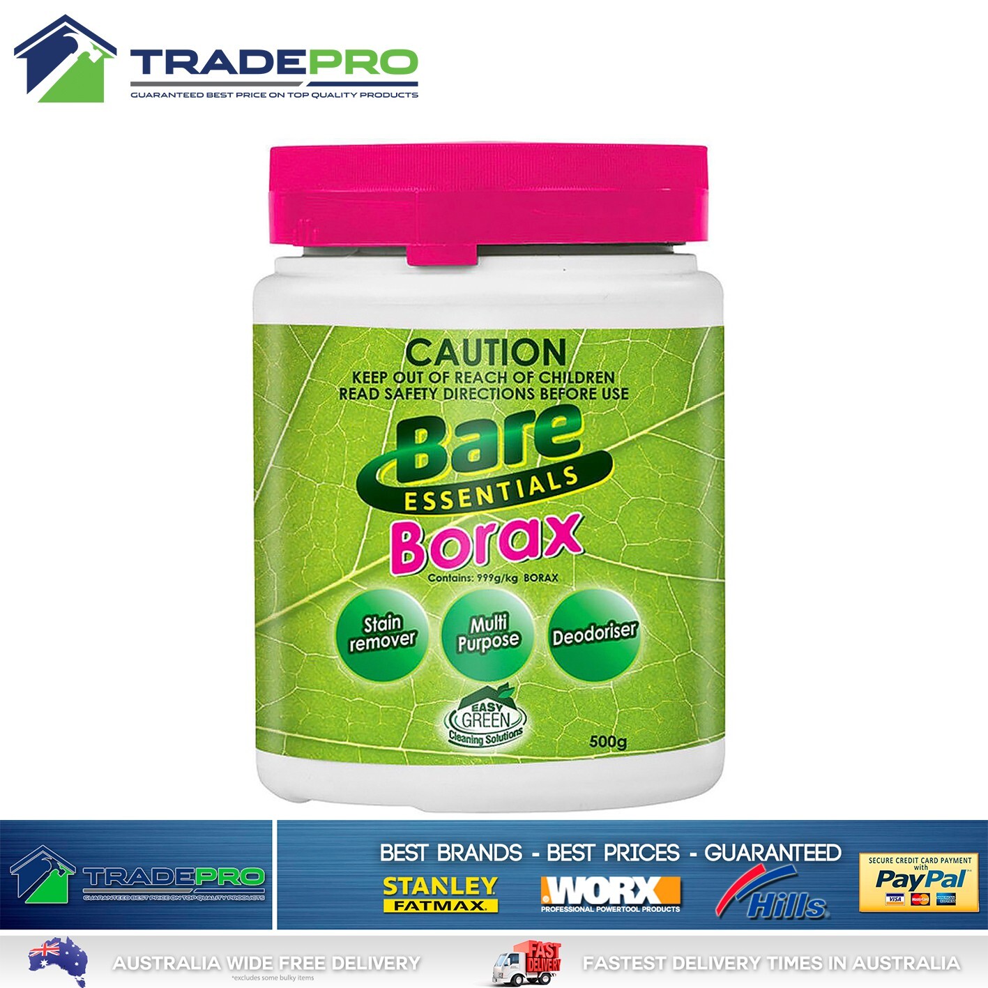Stain Remover Pure Borax 500g PRO Deodoriser Insect Killer Weed Control ...