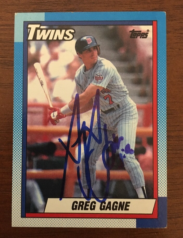 GREG GAGNE 1990 TOPPS AUTOGRAPHED SIGNED AUTO BASEBALL CARD 448 TWINS ...