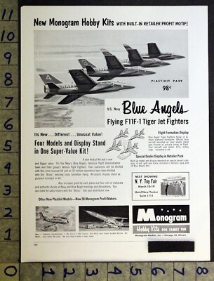 1958 NAVY BLUE ANGEL FIGHTER JET PLANE MONOGRAM HOBBY MODEL KIT TOY AD ...