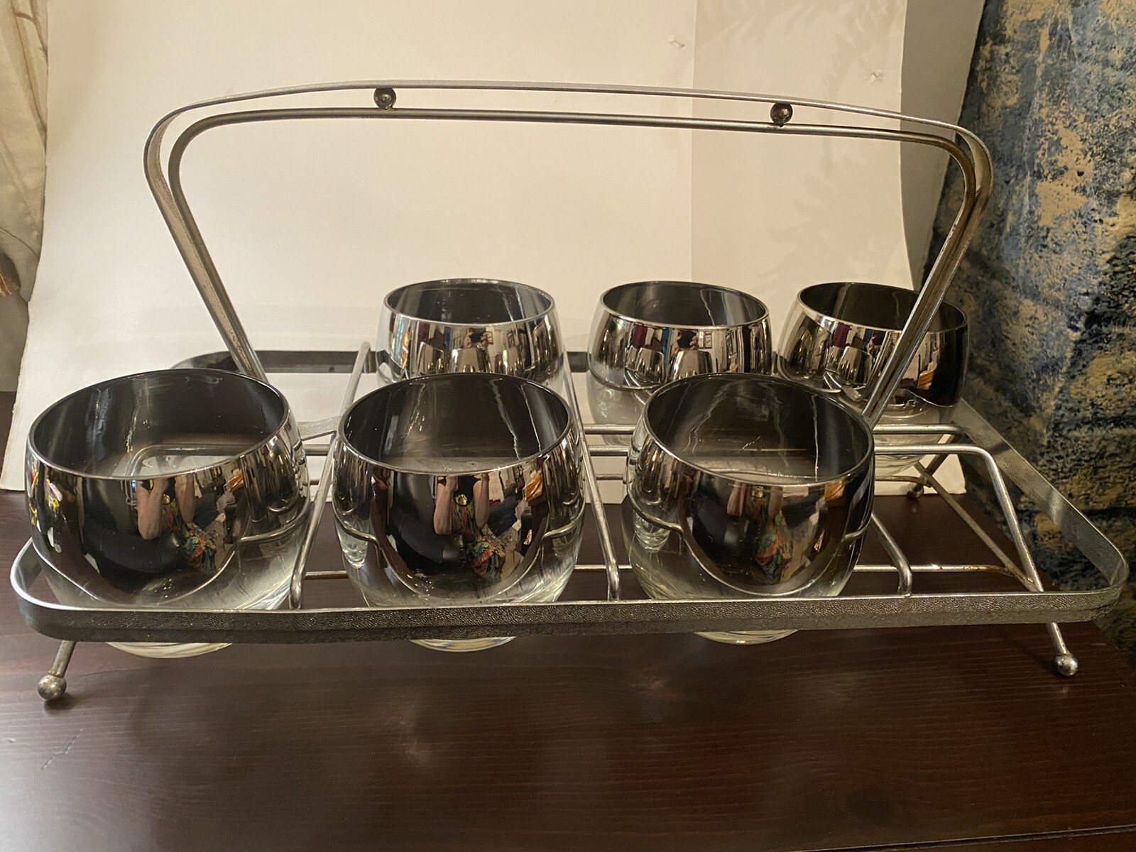 VTG DOROTHY THORPE? SILVER SQ HANDLE SLOT CADDY W/ 6 LOWBALL FADE ...