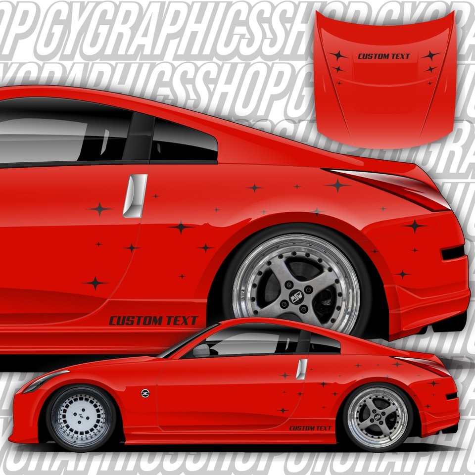 4 Point Stars Livery Hood Custom Racing Decals Drift Racing Door Banner ...