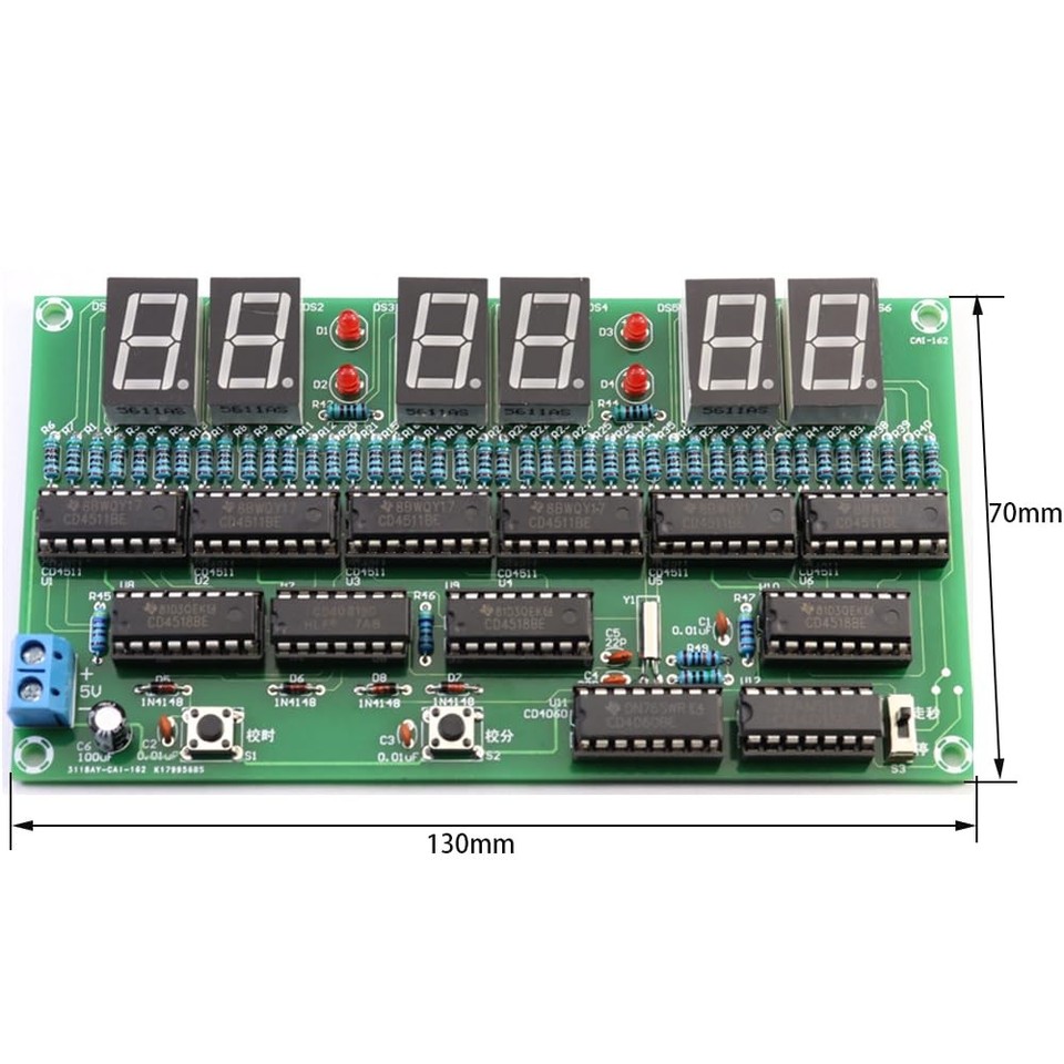 DIY Electronic Clock kit 6 bit Digital Circuit Clock Soldering kit ...