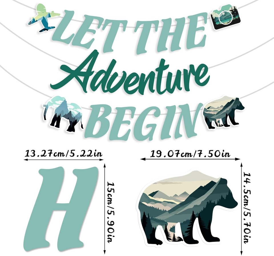 Let the Adventure Begin Banner, Travel Theme Party Banners, Vintage ...