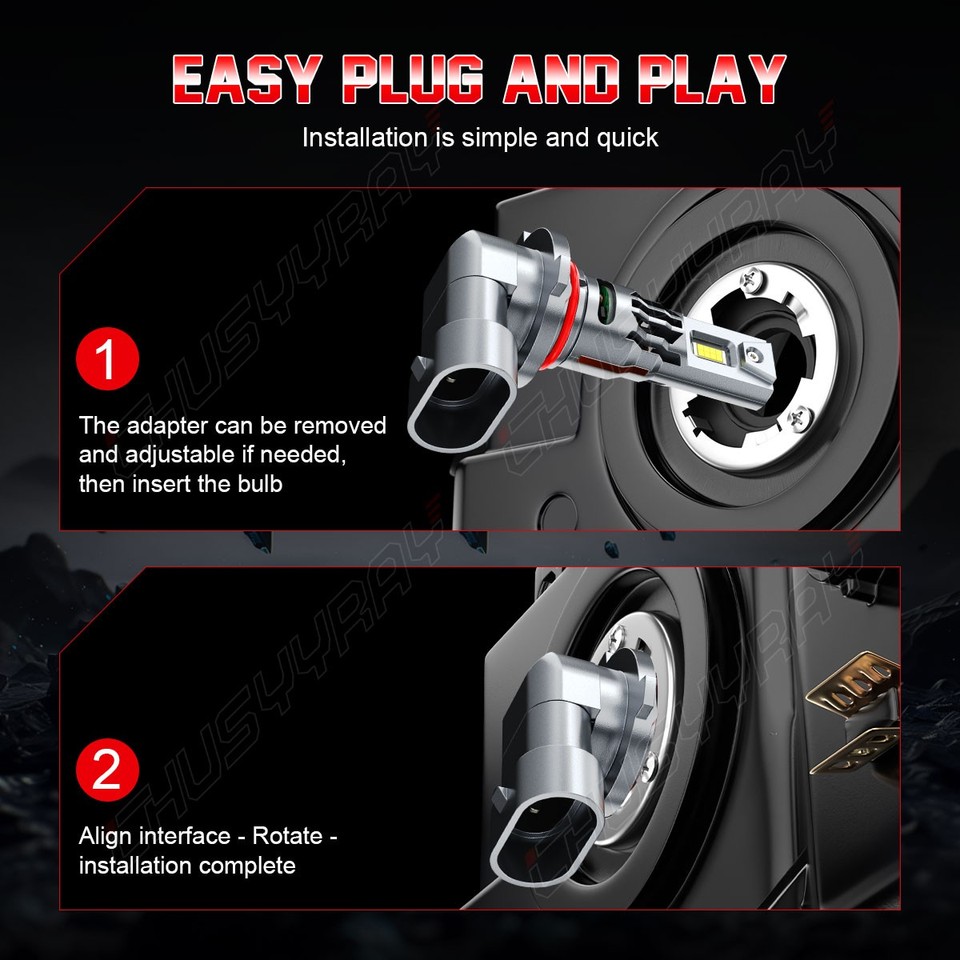 9006 9005 LED Headlight KIT Combo Bulbs 10000K High Low Beam Super ...