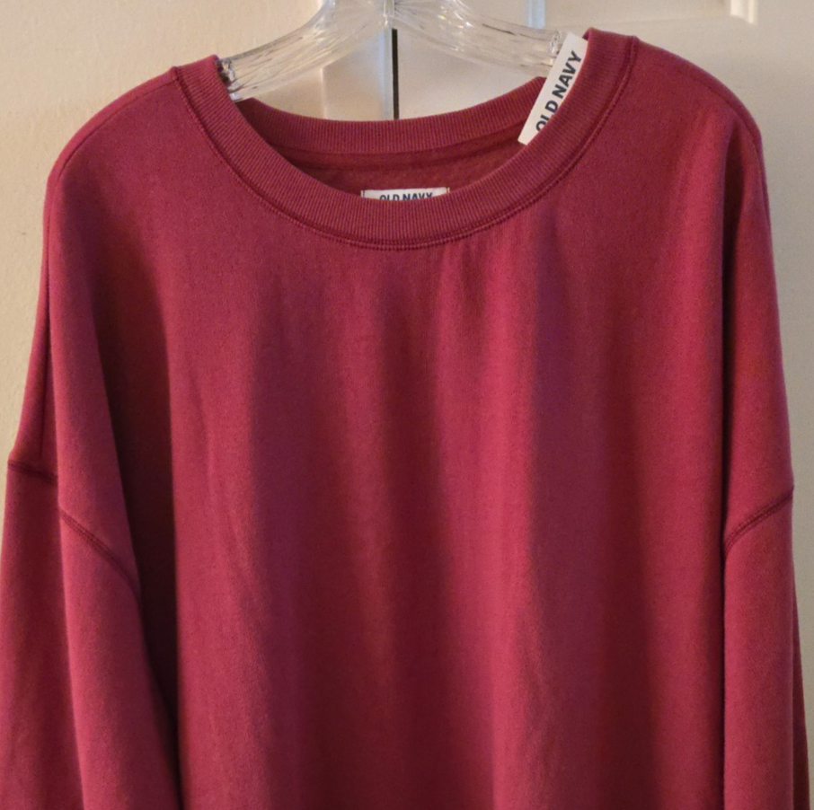 Old Navy Muted Cranberry Red Relax Tunic Fleece Sweatshirt 3XL 4X 24 26 ...