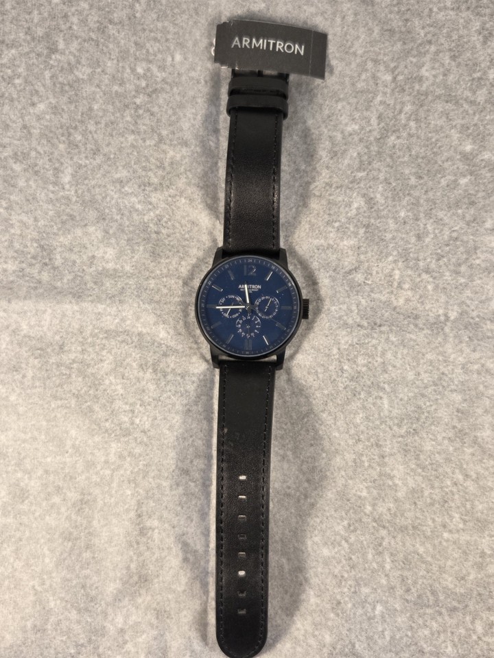 Armitron Men’s Watch WR50 Blue on Black Day/Date 3-Sub Dials New ...