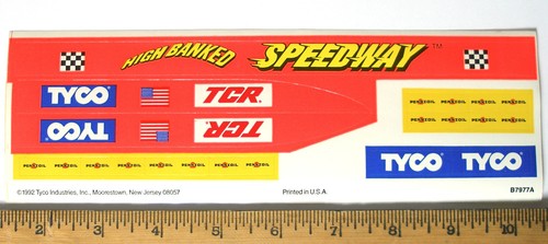 TYCO TCR Slot less Car Total Control Race High Bank Curve Track STICKER ...