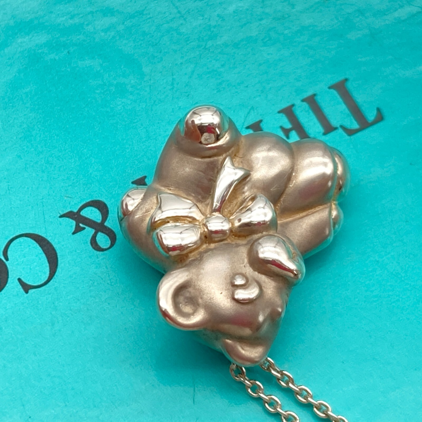 Tiffany & Co. Sterling Silver Teddy Bear Pendant Neck… - Gem