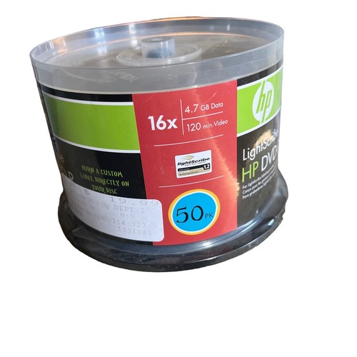 HP LightScribe DVD-R 50 Pack Spindle 16x 4.7GB 120 Min NEW & SEALED | eBay