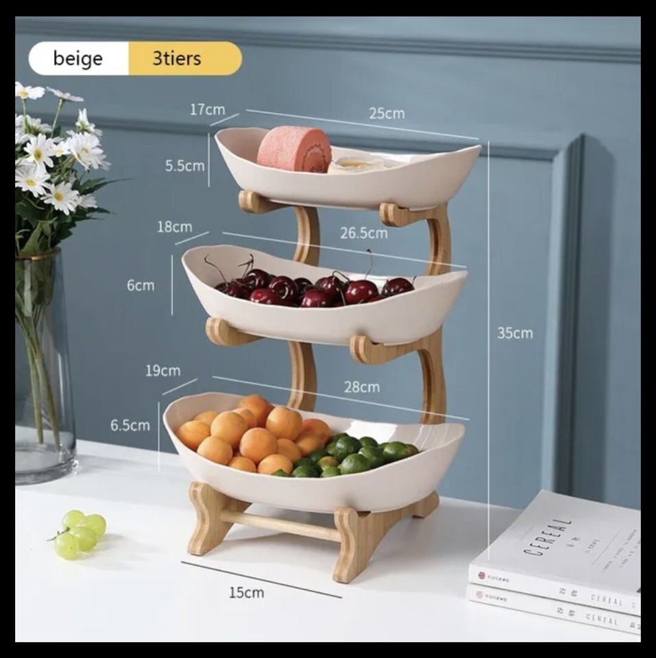 2/3 Tier Fruit Storage Basket Bowl Holder Vegetable Utility Rack ...