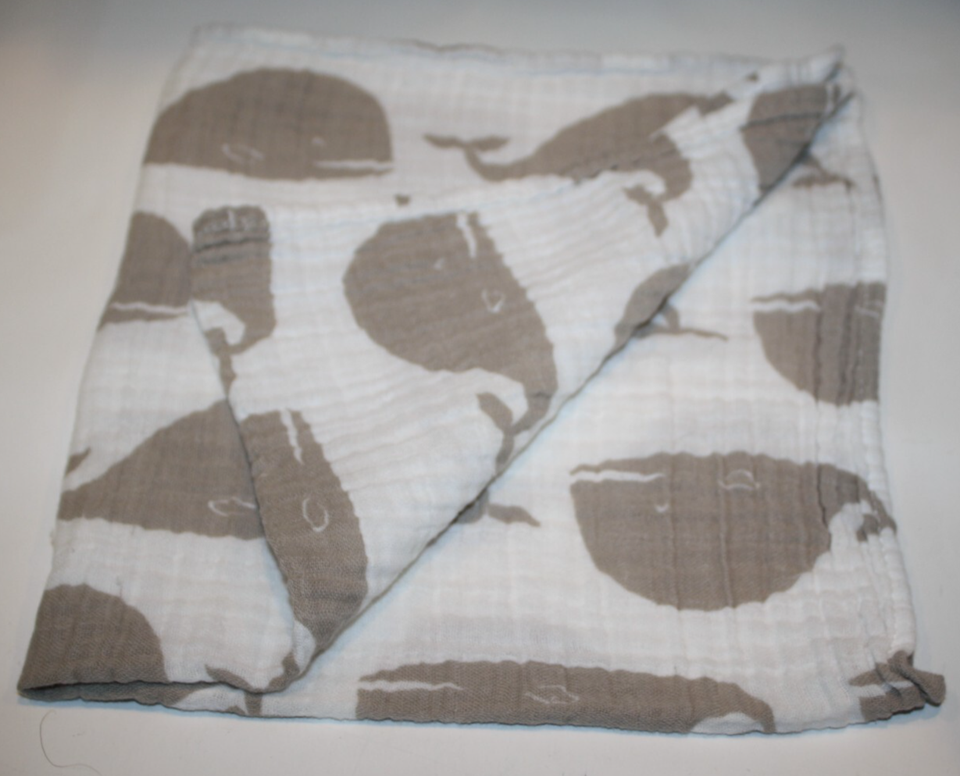 Milkbarn 21x 22" Gray Whale Cotton Muslin Baby Burp Cloth Security ...