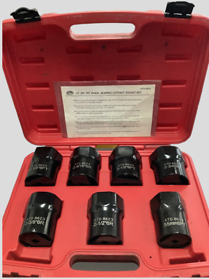 ATD 7 Piece 1/2" DRIVE WHEEL BEARING LOCKNUT SOCKET SET. SIZES | eBay