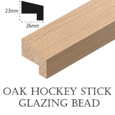 Solid Oak Glazing Bead Hockey Stick FD30 Fire Check Vision Glass Ledge ...