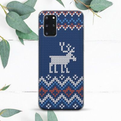 Christmas Reindeer Blue Sweater Case For Samsung Note 20 S20 S21 S22 ...