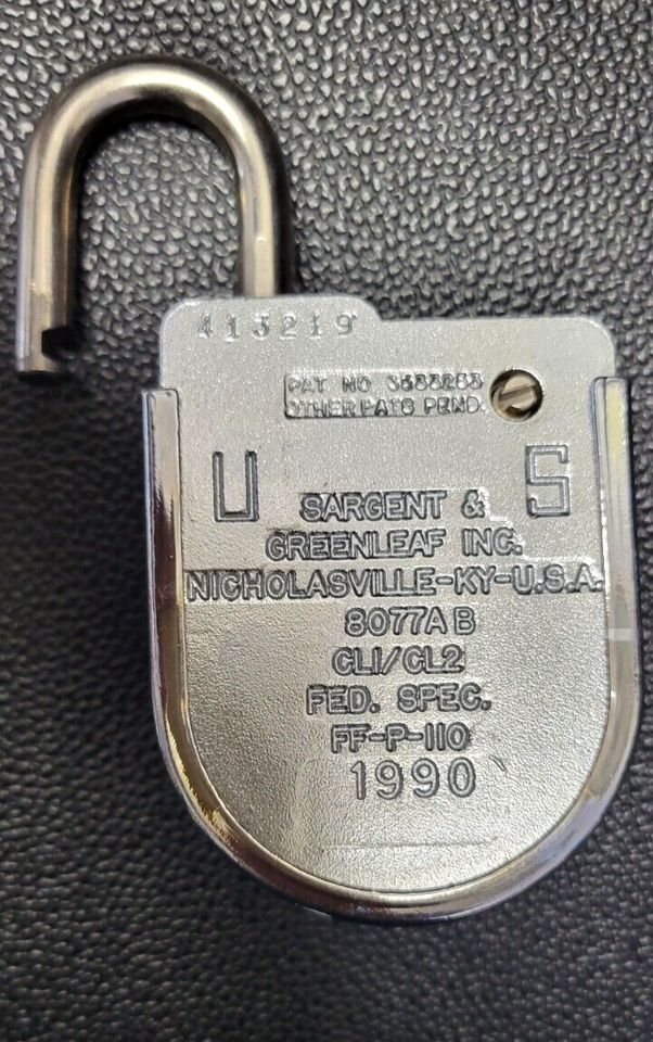 SARGENT & GREENLEAF Combination Padlock Lock 8077AB 8077 Vintage | eBay