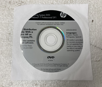 HP Operating System DVD Windows 7 Professional Sp1 64-bit 650434-DN3 | eBay