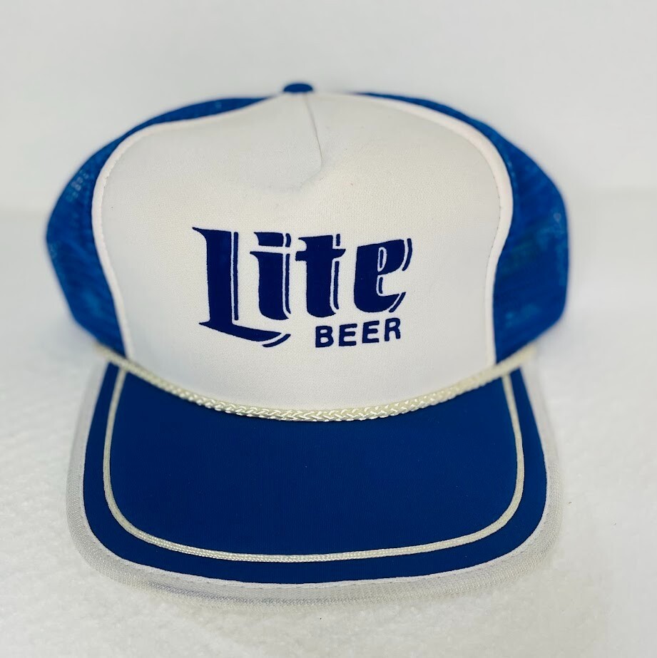 Miller Lite Trucker Hat Vintage Mesh Snap Back Rope Taps Cap Baseball ...