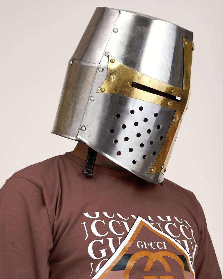 Crusader Helmet Knights Helmet Props Head Wear LARP SCA Re-Enactment ...