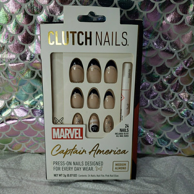 Captain America Press-On Clutch Nails 24 Nails Medium Almond Marvel ...