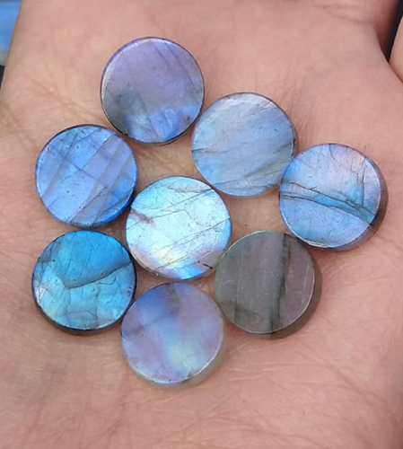 Natural Labradorite Round Shape 12mm Flat Disc Gemstone for Jewelry ...