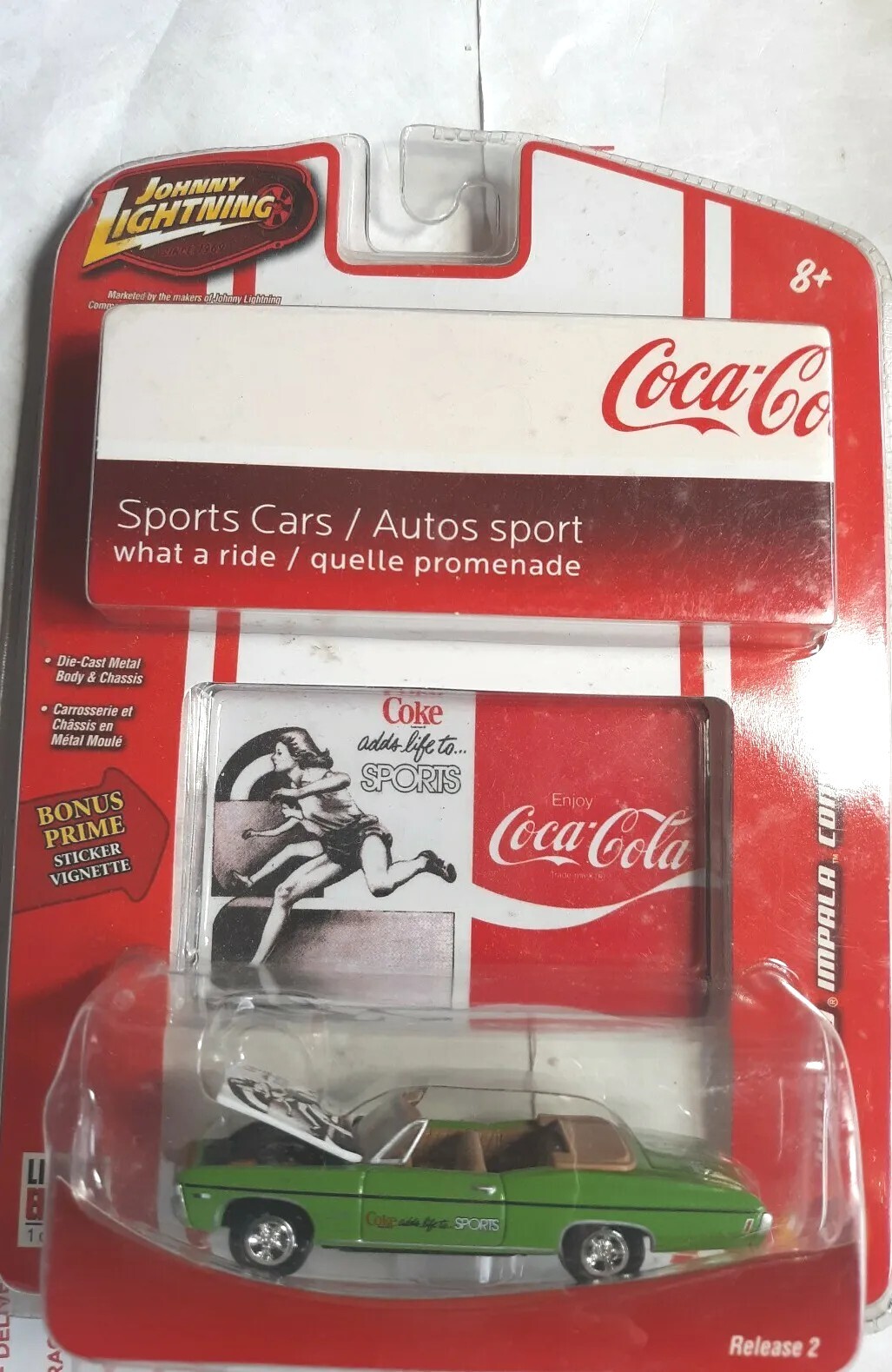 JOHNNY LIGHTNING 68 CHEVY IMPALA CONVERTIBLE 1/64 COCA COLA SPORTS CAR ...